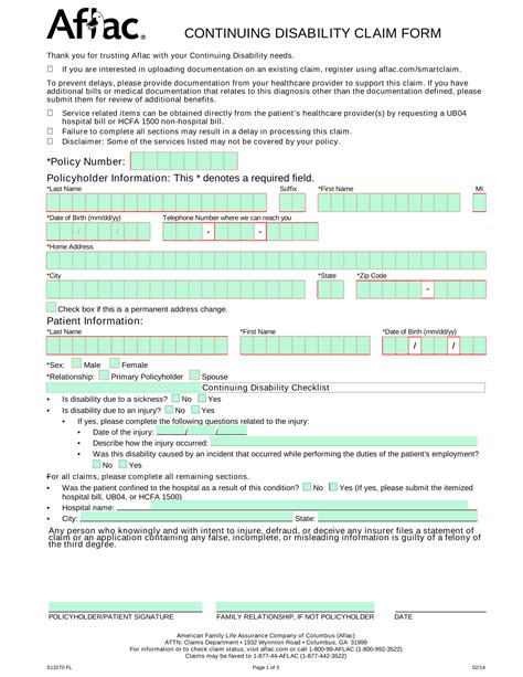 Image result for Continuing Disability Claim Form