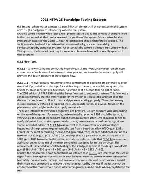 Image result for NFPA-25 Standpipe Testing Guidelines