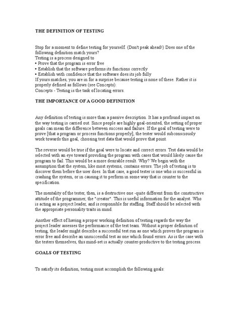 Image result for Define Testing