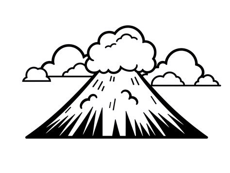 Learn And Color: Volcano - Coloring Page