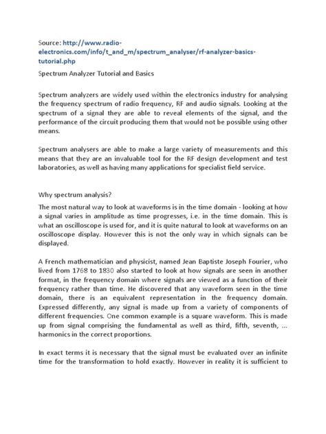 Spectrum Analyzer Tutorial and Basics | PDF | Fourier Analysis ...