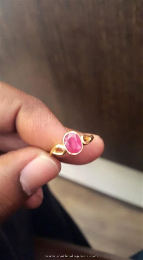 Simple Gold Ruby Ring - South India Jewels