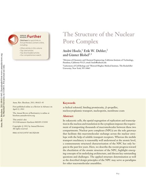 Image result for Nuclear Pore Complex Franke Model