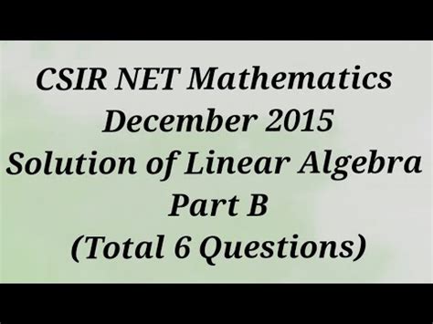 Image result for CSIR Net Linear Algebra Questions