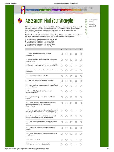 Multiple Intelligences -- Assessment | Download Free PDF | Cognition ...