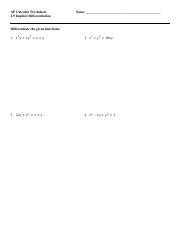 Image result for Implicit Differentiation Worksheet