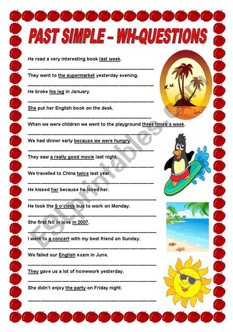 Image result for Question Words Past Simple Explanation