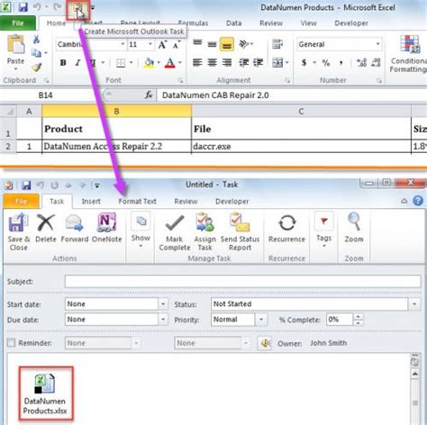 Image result for Excel Create Task in Email