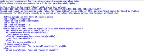 Image result for Binary Search Pseudocode Python