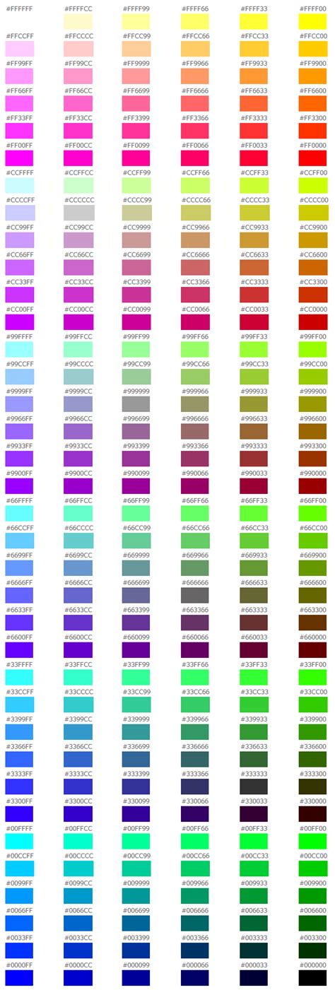Image result for HTML. Web Safe Color Codes