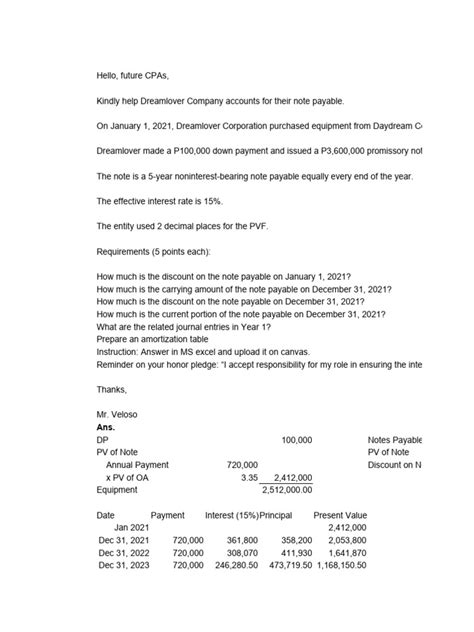 Assignment 5.3 Note Payable | PDF | Promissory Note | Debits And Credits