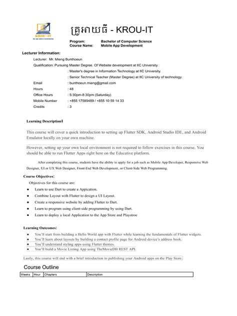 Image result for Flutter Course Syllabus