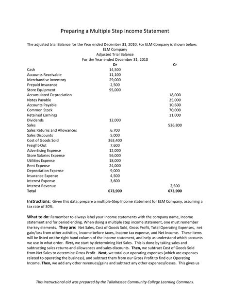 Image result for Multiple-Step Income Statement Format