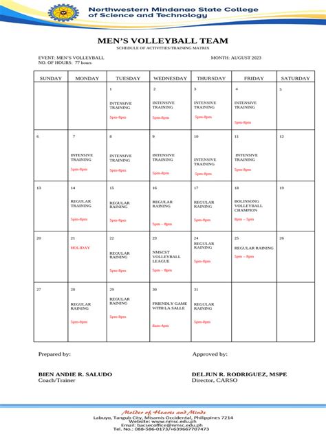 Image result for Examples of One Week Training Program for Volleyball