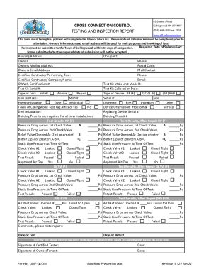 Image result for Cross Connection Test Form