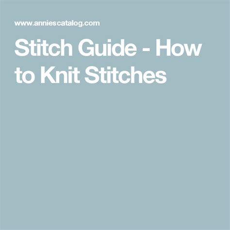 Image result for Knit Stitch Guide