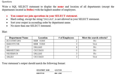 Image result for How to Write a Department Table in SQL