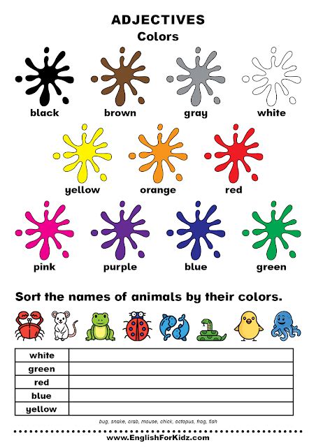 Image result for Color Adjectives Worksheet