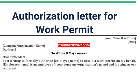 Image result for Work Permit Letter Sample