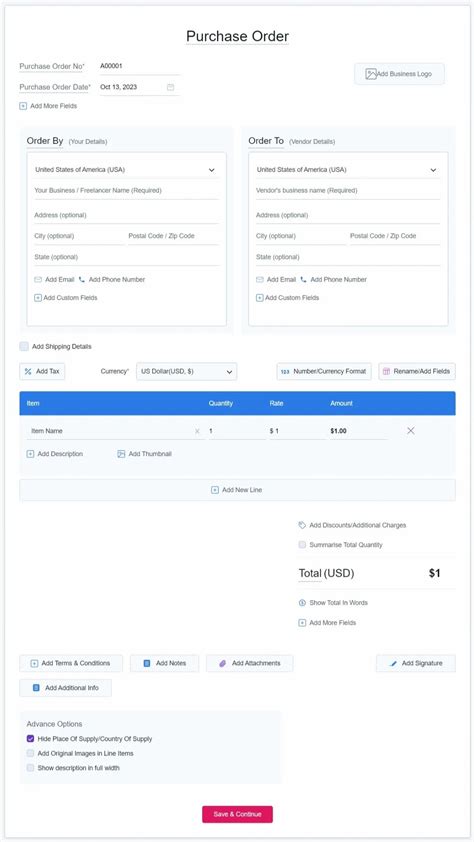 Image result for Create a Purchase Order Form