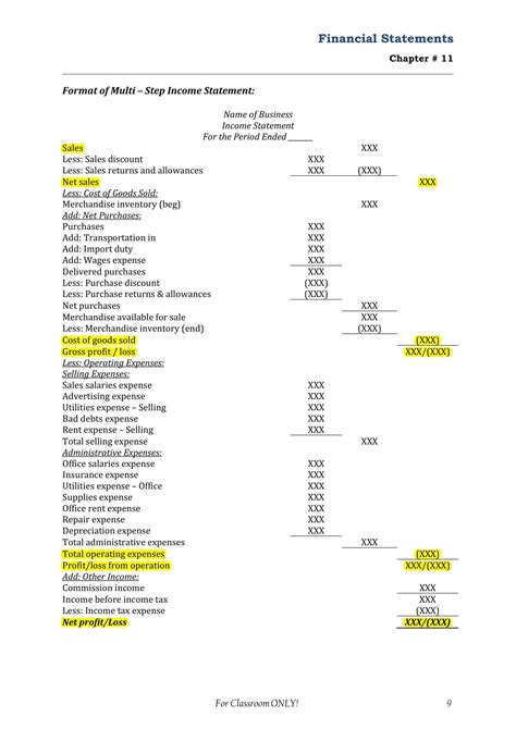 Image result for Multiple-Step Income Statement Format