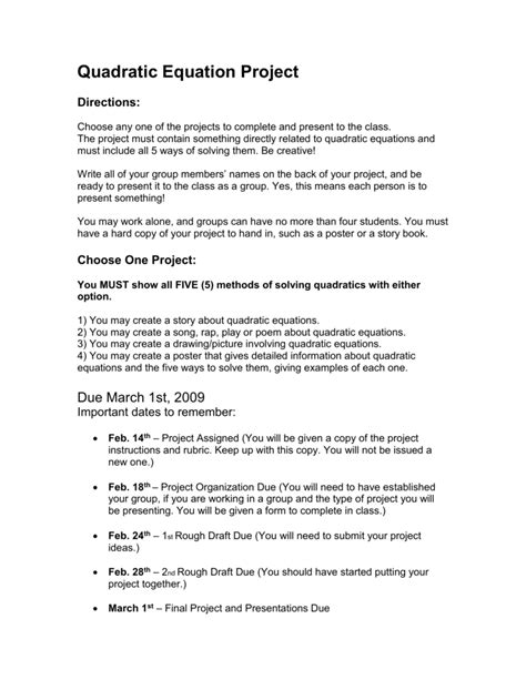 Image result for Quadratic Function Project