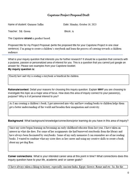 Image result for Example of Capstone Project Proposal Form