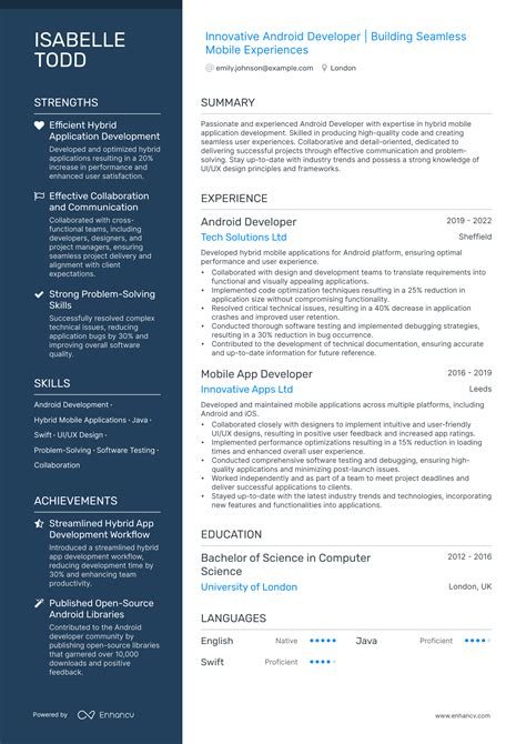 Image result for Android Developer CV