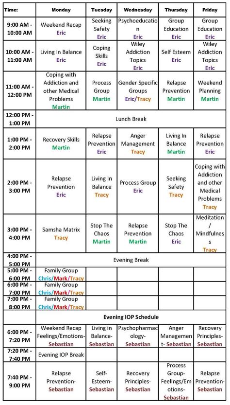 IOP Schedule - New Creation IOP