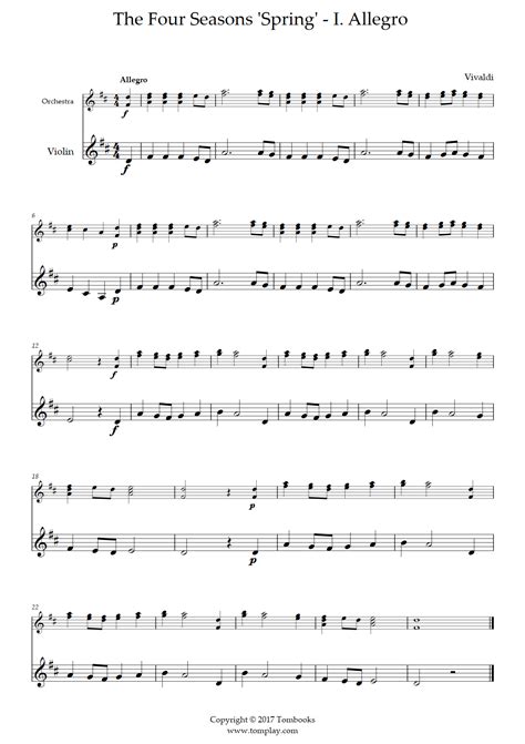 Image result for Vivaldi Spring Violin Notes