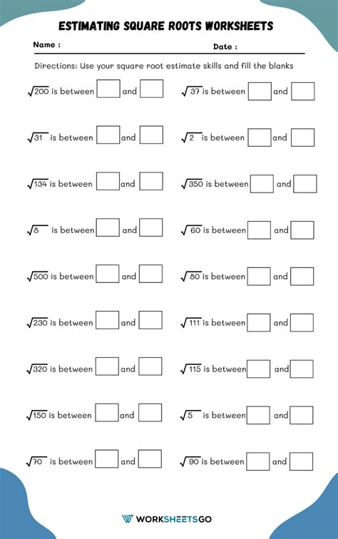 Image result for Square Root Worksheet