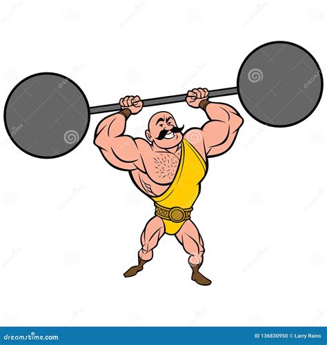 Strongman Lifting Weight Drawing Vector Illustration | CartoonDealer ...