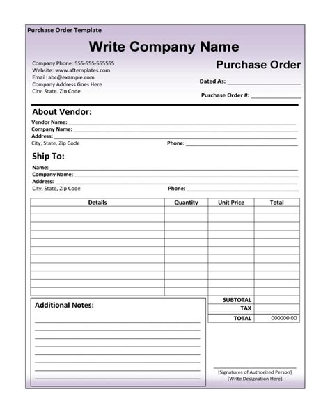 Image result for Example of a Purchase Order