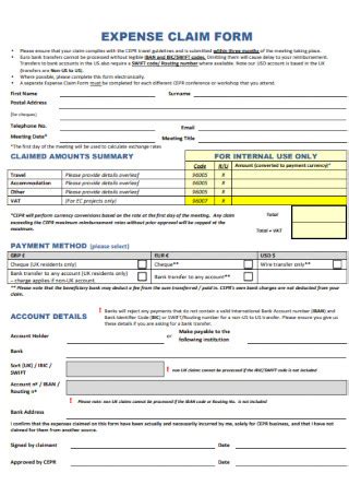 Image result for Sample Expense Claim