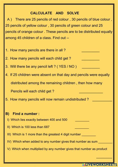 Calculations activity | Live Worksheets