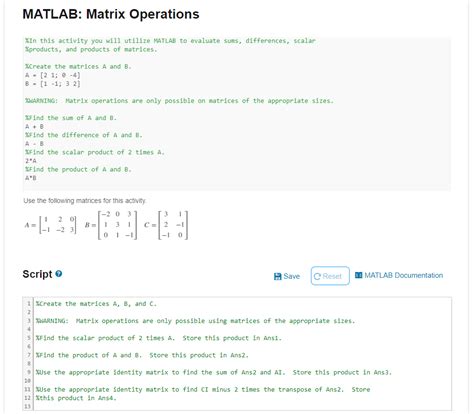 Image result for MATLAB Matrix Operations