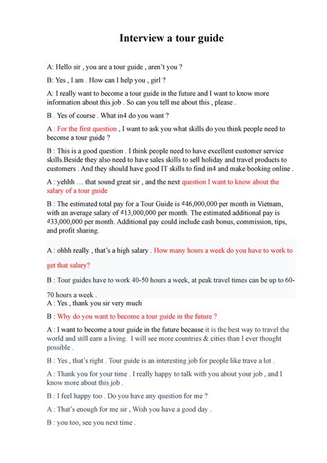 Image result for Example of an Interview About a Tour Guide