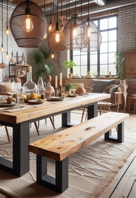 Image result for Dining Table with Bench