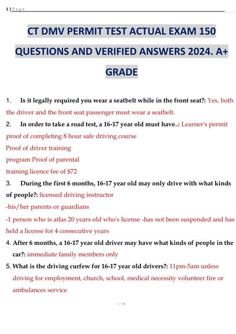 Image result for CT Permit Test Worksheet Study Guide