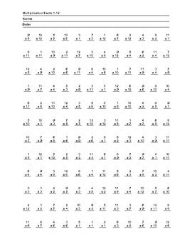 Image result for Multiplication Facts by 12