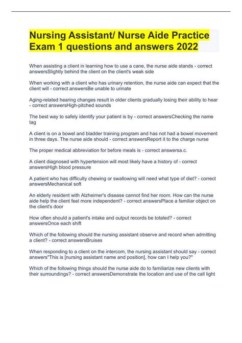 Image result for Nursing Assistant Practice Test