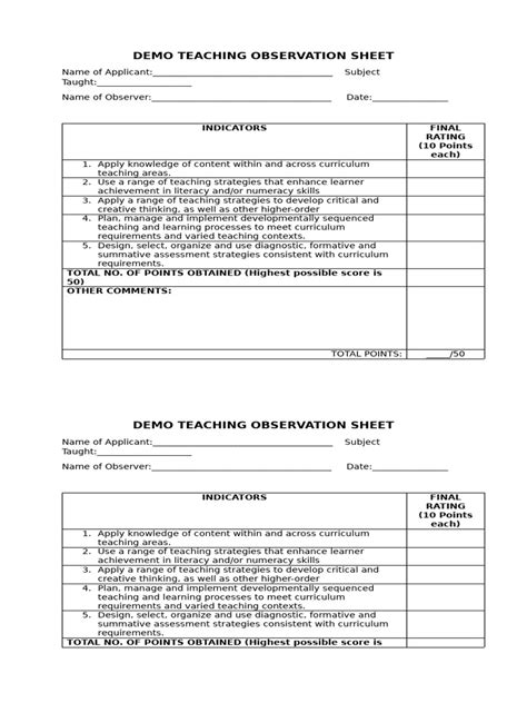 Image result for Lesson Observation Sheet