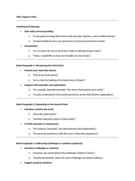 Image result for Speech Notes Examples