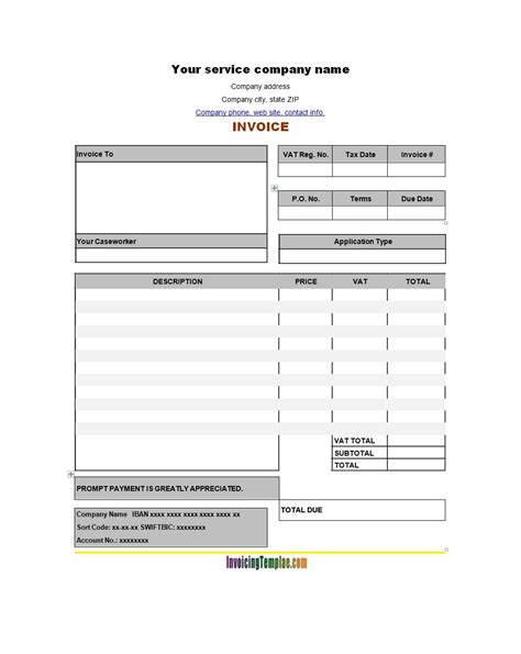 Image result for Example Service Invoice Template