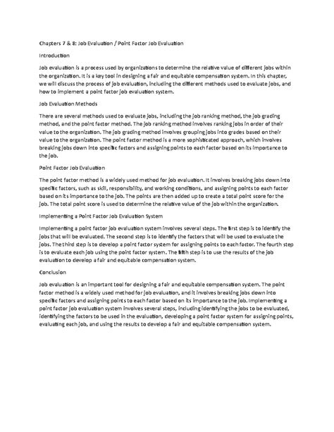 Image result for Point Method Job Evaluation Sample