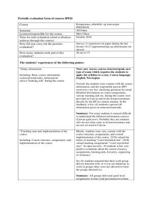 Image result for Sample Course Evaluation Form