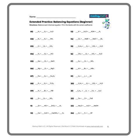 Image result for Balance Equations Worksheet