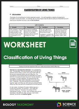 Image result for Linnaean Classification Worksheets