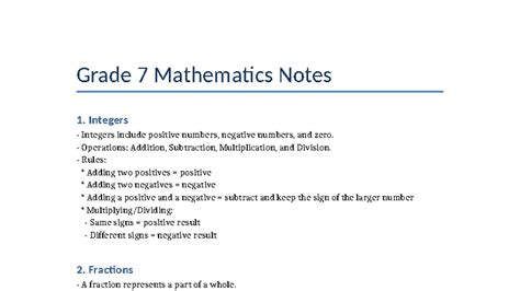 Image result for Grade 7 Math Notes