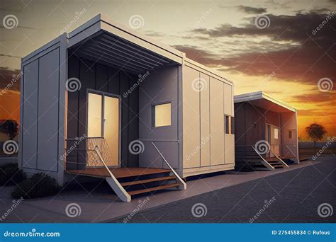 The Modular Home Exterior Design of Modern Architecture Stock Photo ...